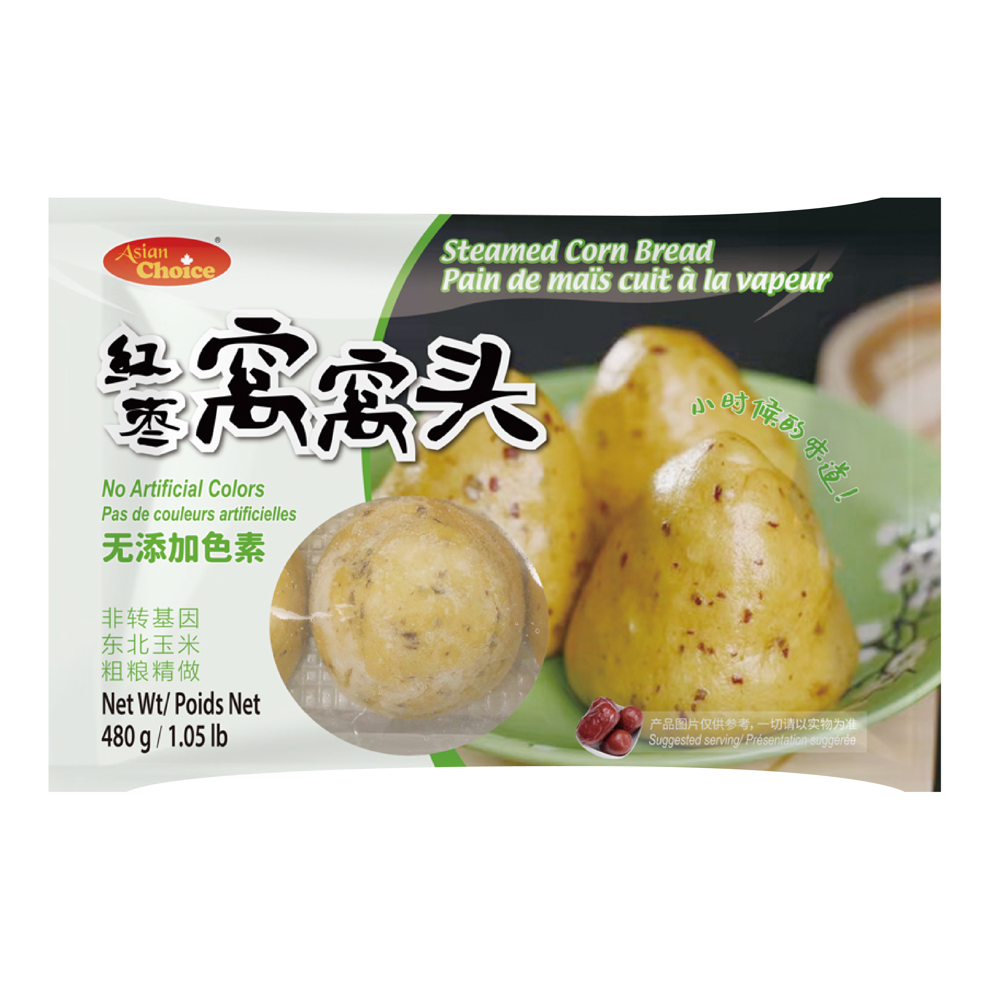 Frozen Food :: Frozen-Buns-and-Dim-Sum :: AC-Steamed Corn Bread 亚洲优选红枣窝窝头