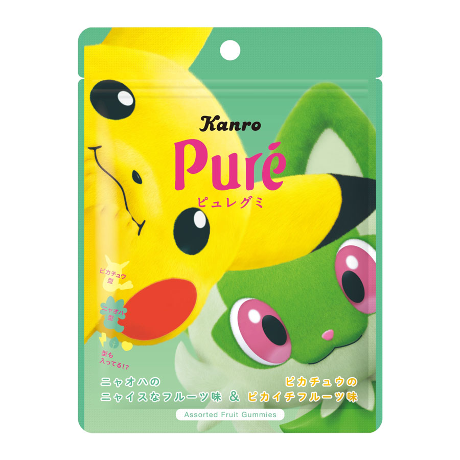 Grocery :: Snacks :: Kanro-Pure Gummy Pikachu & Nyahoja 甘乐-皮卡丘和新叶喵水果味软糖 52g